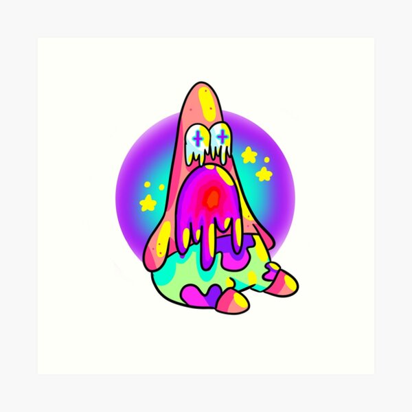 "Trippy Neon Patrick Star Sticker" Art Print by Jols07 | Redbubble