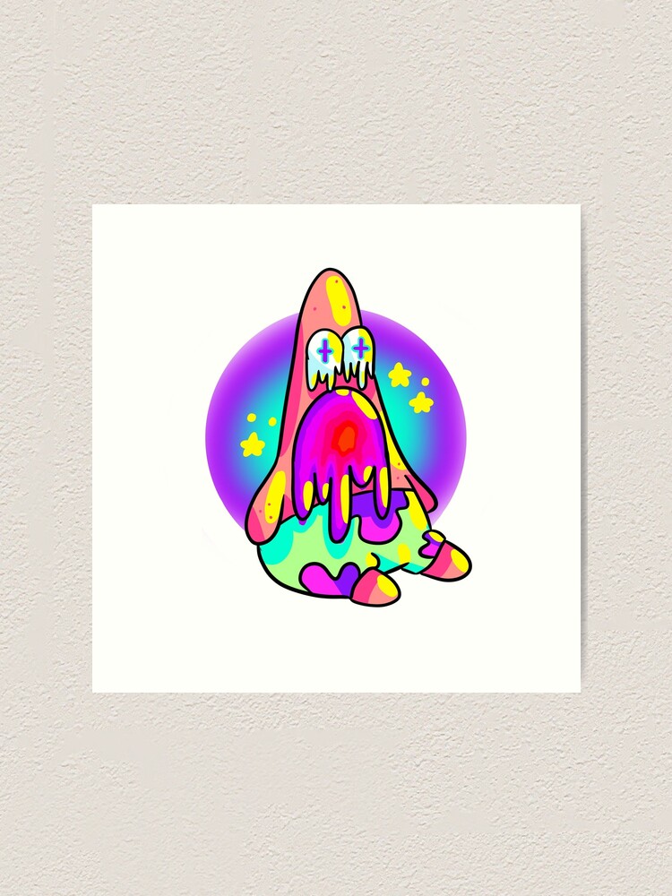 "Trippy Neon Patrick Star Sticker" Art Print by Jols07 | Redbubble
