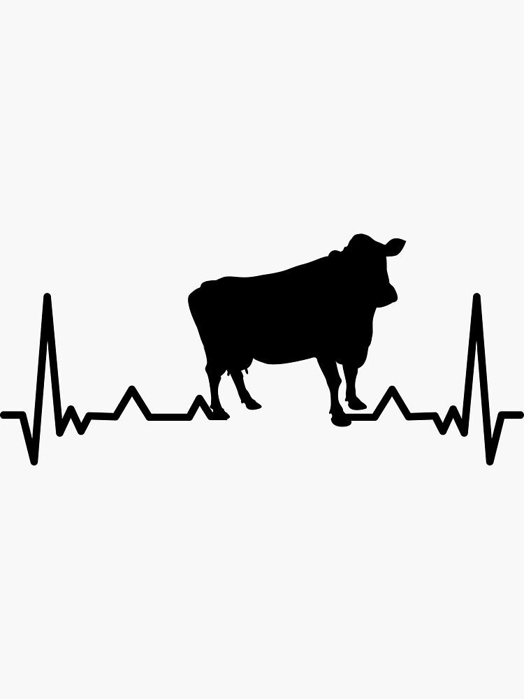 Heartbeat Ekg Pulse Farmer Cow Cows T Shirt Sticker For Sale By