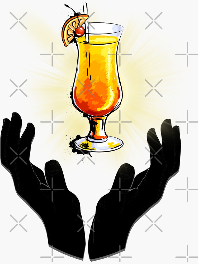 "Holy Cocktail / Praying For Drink" Sticker for Sale by RIVEofficial ...