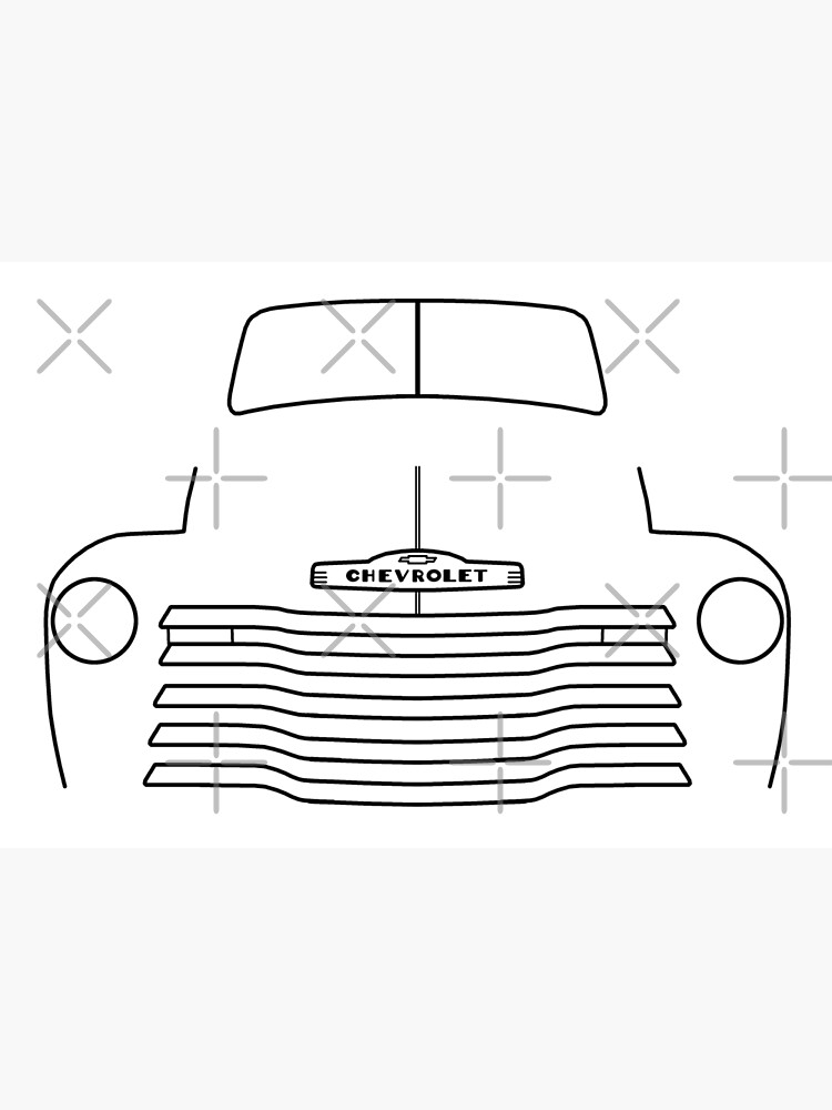 "1949 Chevy 3100 stepside classic pickup truck outline graphic (black ...