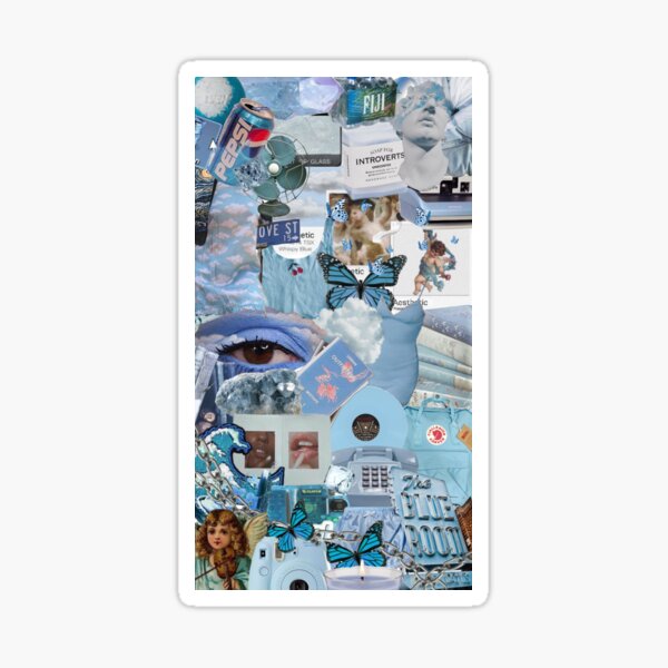 "Blue Retro Aesthetic Collage" Sticker for Sale by alexcrewe | Redbubble