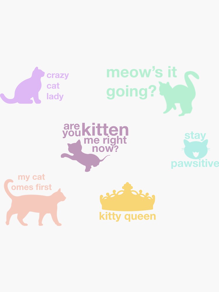 "cat pun sticker pack" Sticker by nayafromneptune | Redbubble