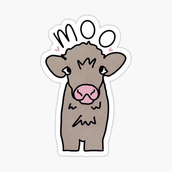 "Moo cow sticker - cute cow sticker" Sticker for Sale by maddiefoster12 ...