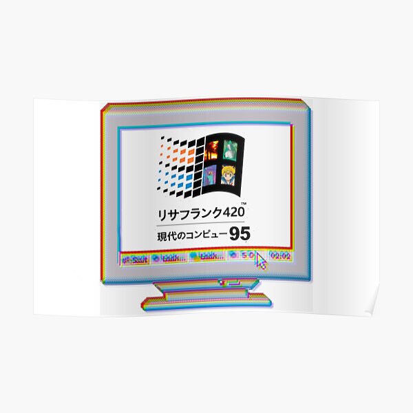 "retro computer with anime windows logo" Poster for Sale by kitcatte ...