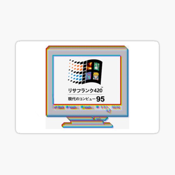 "retro computer with anime windows logo" Sticker for Sale by kitcatte ...