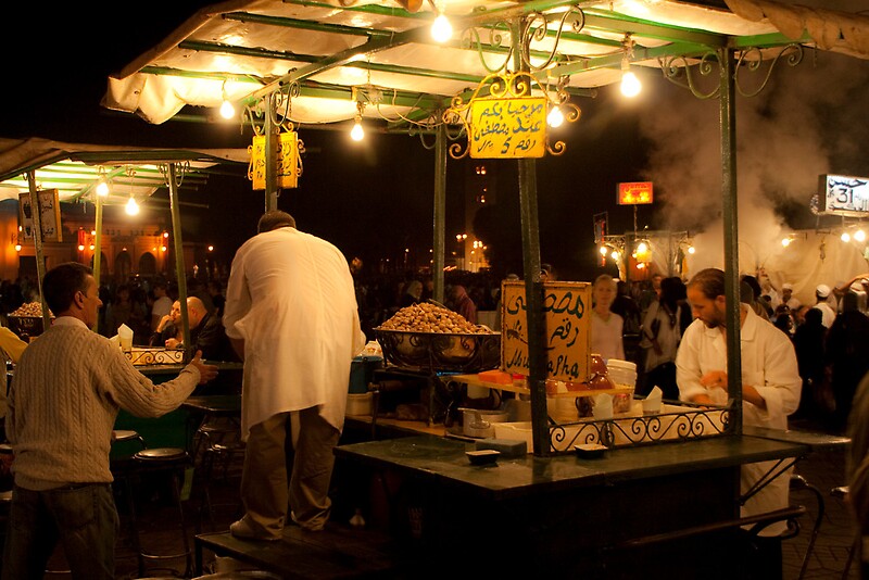 "Food stalls at night" by DuanesMind | Redbubble
