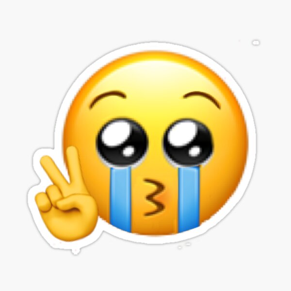 "Crying peace emoji " Sticker for Sale by RosyRebelShop | Redbubble