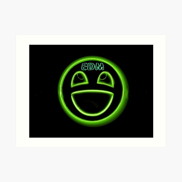 "EDM neon smiley face" Art Print for Sale by YoungShade | Redbubble