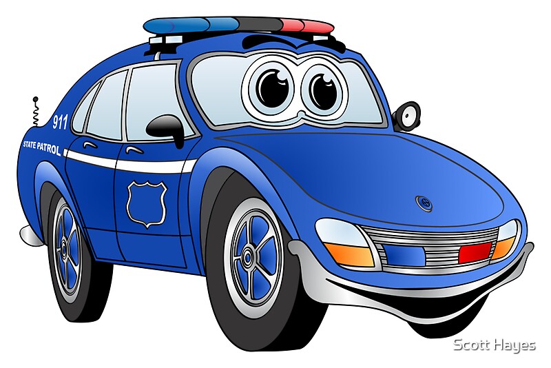 "State Patrol Car Cartoon" by Scott Hayes | Redbubble