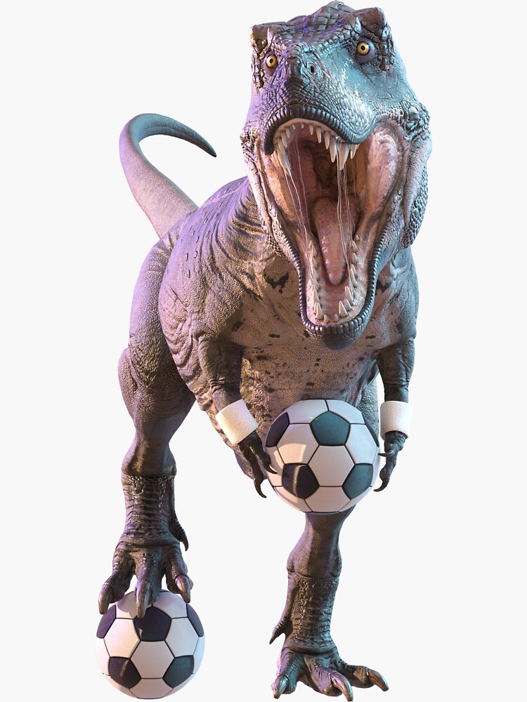 "Soccer T-Rex Sensation" Sticker by vonHobo | Redbubble