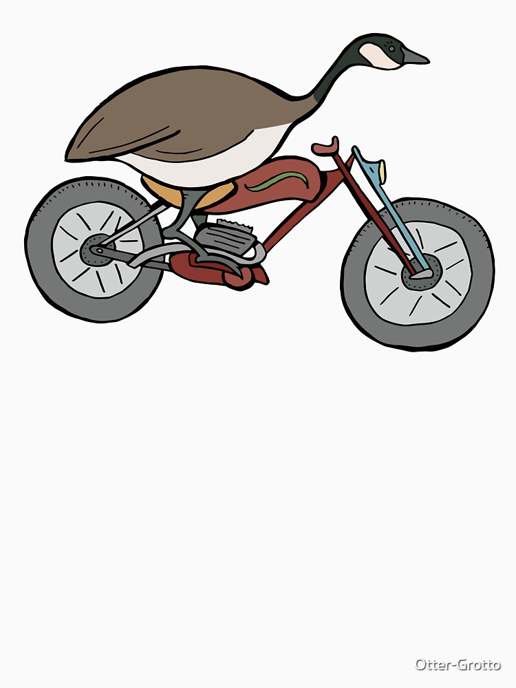 "Canadian Goose Riding a Motorcycle Why Not" T-shirt for Sale by Otter ...