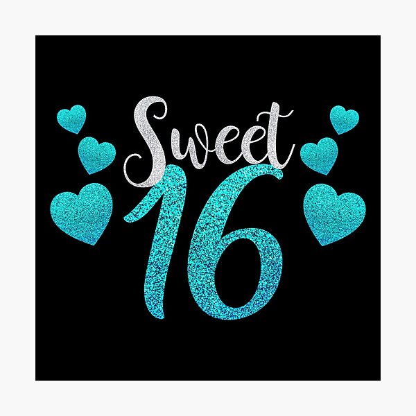 "Sweet 16 sixteen blue love hearts birthday celebrations" Photographic ...
