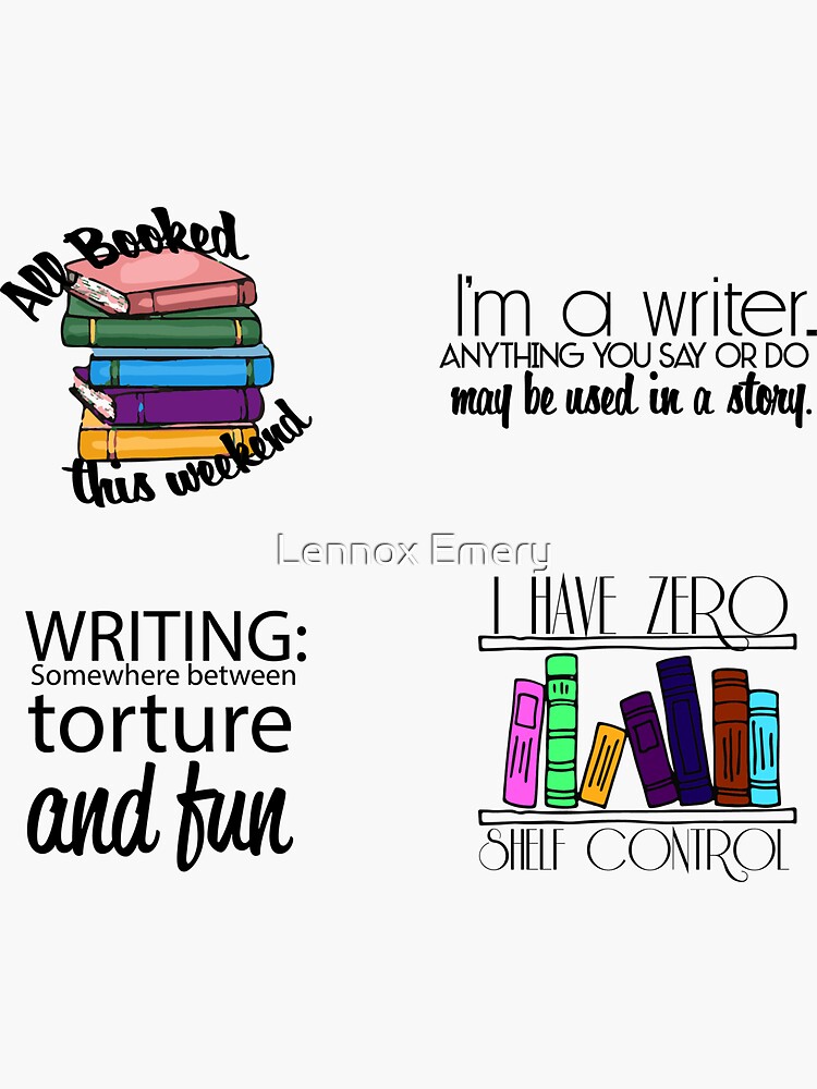 "Reader/Writer Sticker Pack" Sticker for Sale by AEmery07 | Redbubble