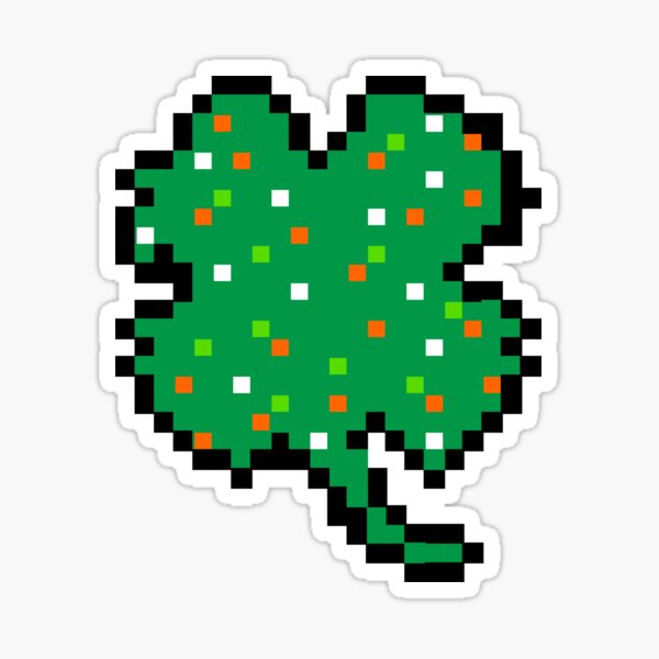 " St Patricks Day Gamer 8 Bit Pixel Shamrock Cloverleaf" Sticker for ...