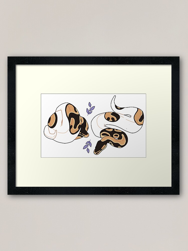 "Piebald Ball Python and Leaves" Framed Art Print for Sale by ...