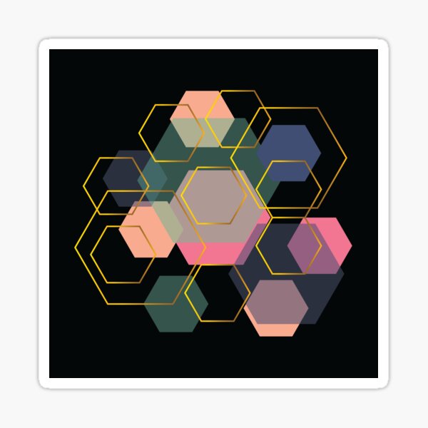 "Retro style inspired blue and pink hexagons " Sticker by Lilith ...