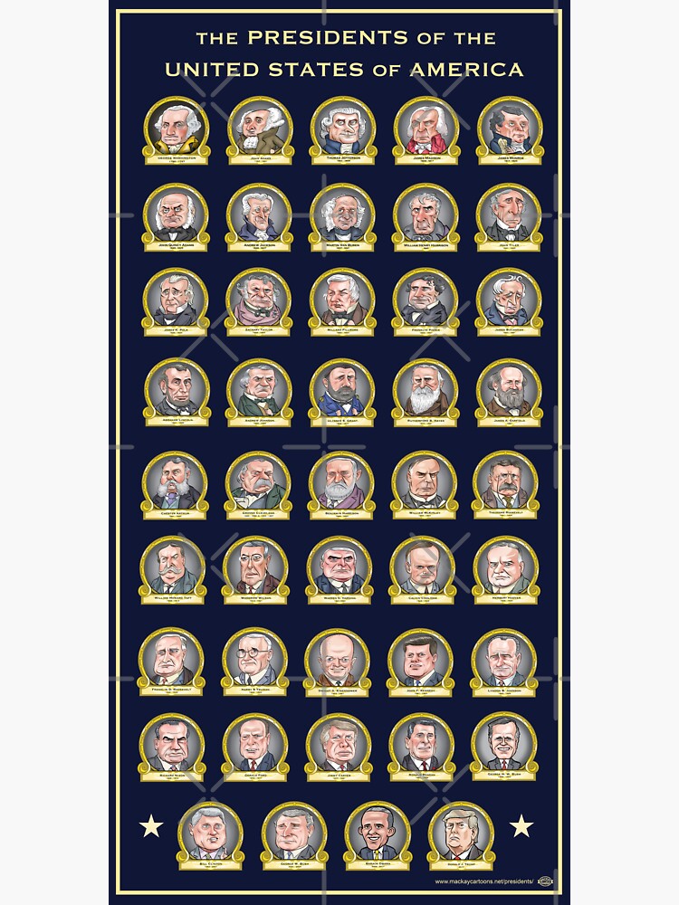 "Presidents of the United States of America (Design One)" Sticker by ...