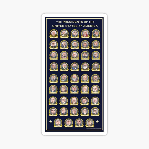 "Presidents of the United States of America (Design One)" Sticker for ...