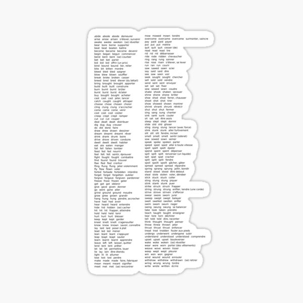 "Irregular Verbs" Sticker for Sale by f1006 | Redbubble