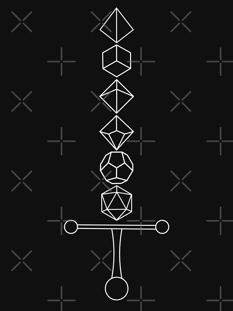 "Polyhedral Dice Sword" T-shirt for Sale by braddevans | Redbubble ...