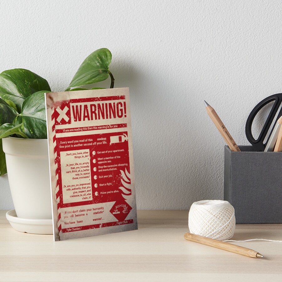 "Fight club warning!" Art Board Print for Sale by -snev- | Redbubble