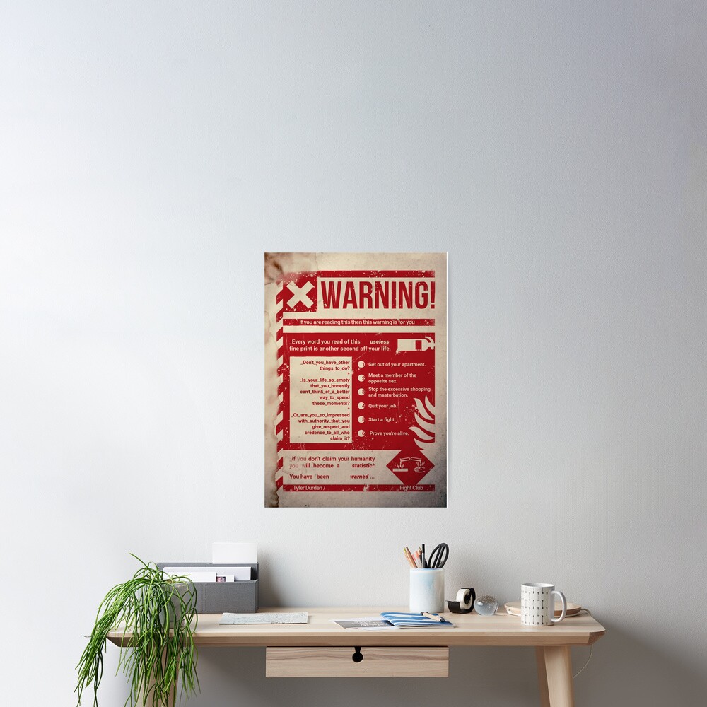"Fight club warning!" Poster by -snev- | Redbubble