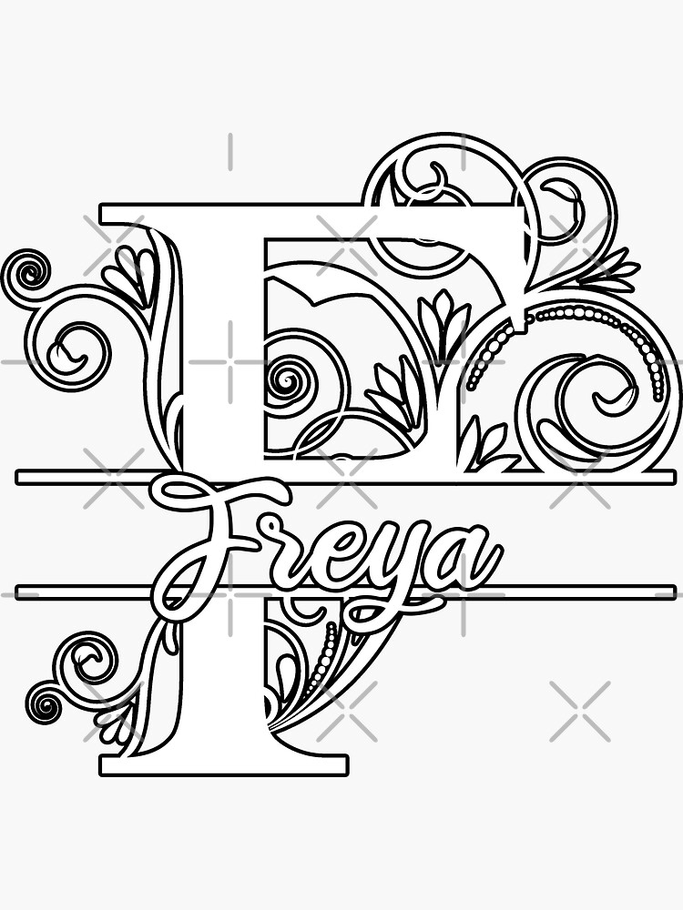 "Personalized Name Monogram F - Freya - Letter F - White" Sticker for ...