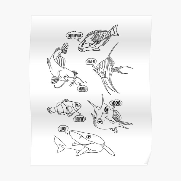"What Does The Fish Say?" Poster for Sale by nikiscordalakes | Redbubble
