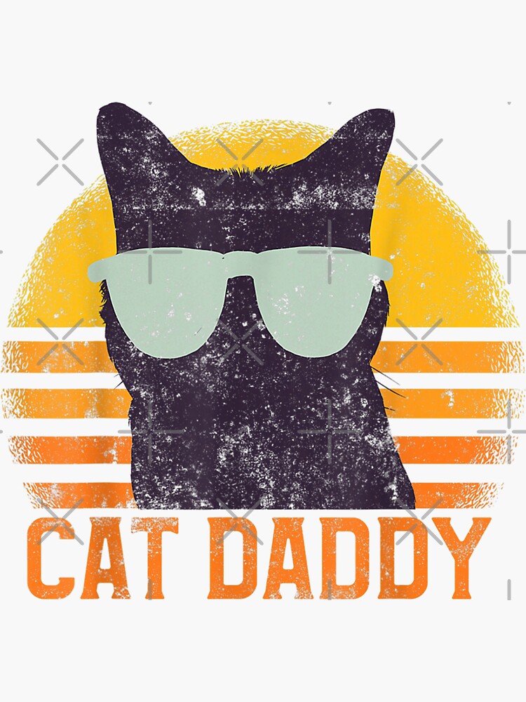 "Cat Daddy Vintage Eighties Cat Retro Distressed" Sticker for Sale by ...