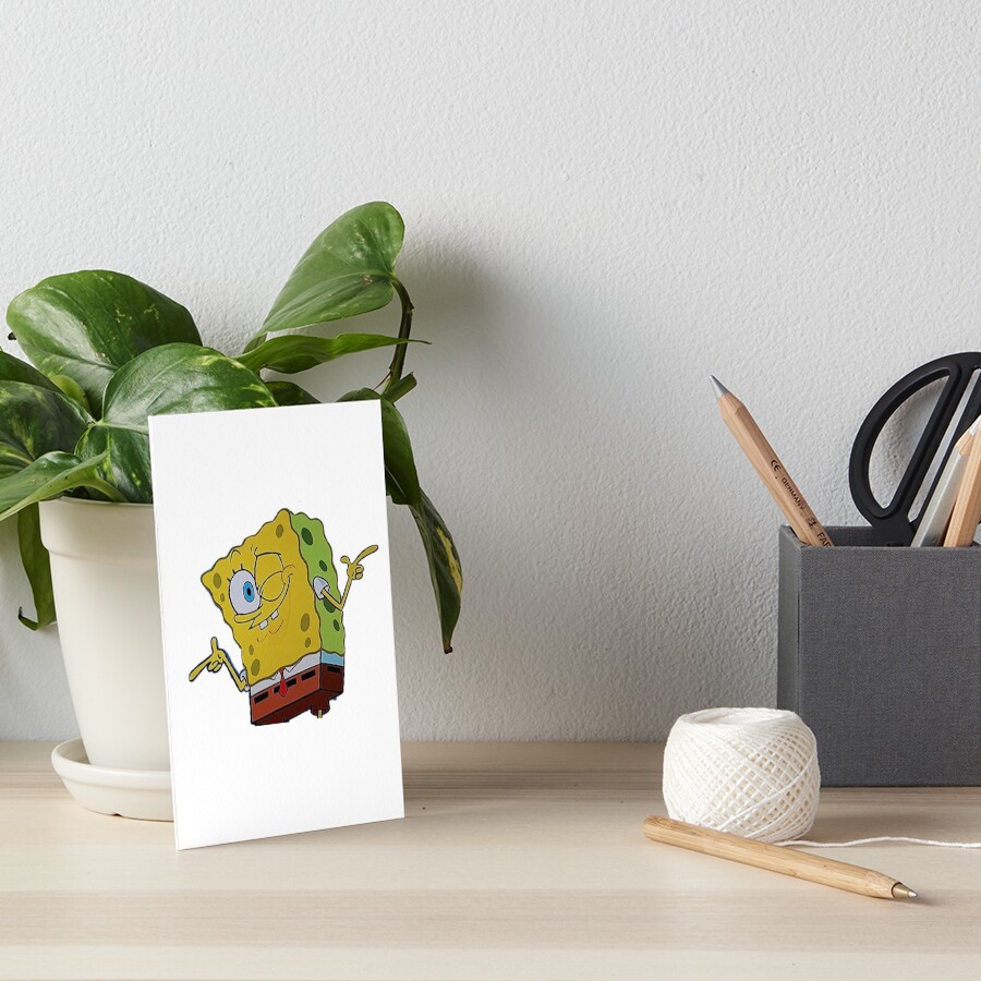 "spongebob winking and pointing" Art Board Print by megsssssy | Redbubble