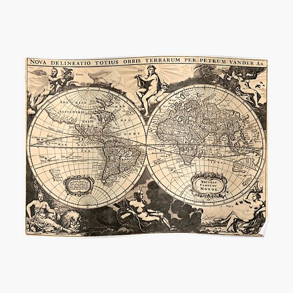 "Vintage World Map Dated 1703" Poster for Sale by gtcdesign | Redbubble