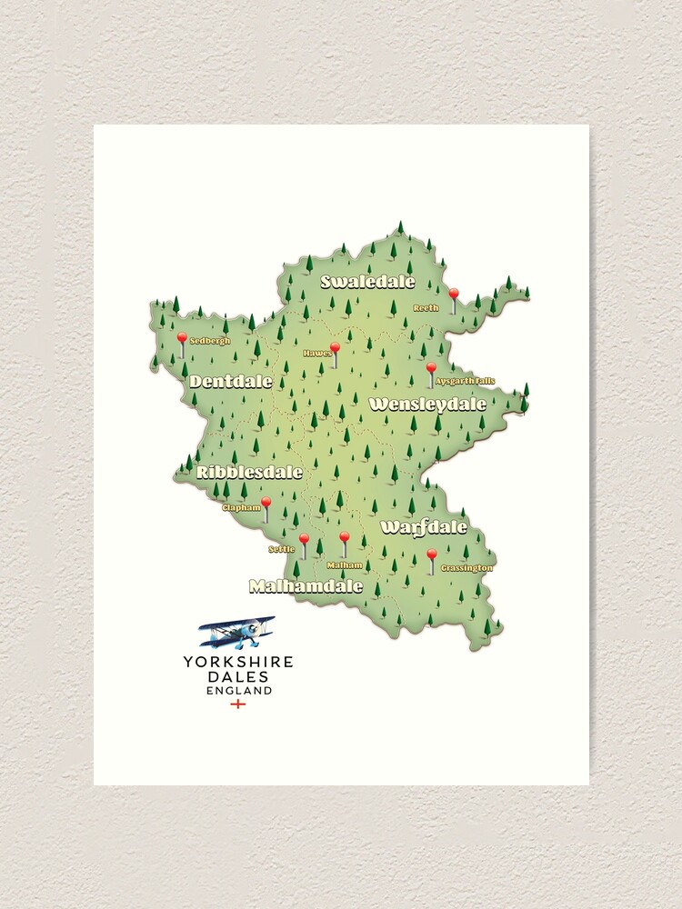 "Yorkshire Dales Map" Art Print for Sale by vectorwebstore | Redbubble