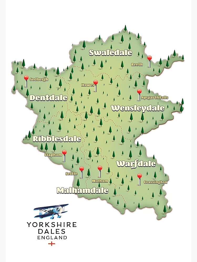"Yorkshire Dales Map" Art Print by vectorwebstore | Redbubble