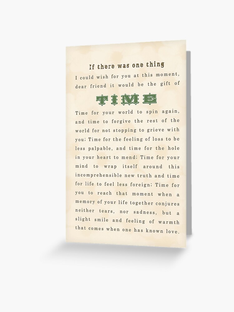 "Sympathy Card - Time" Greeting Card for Sale by greenstonetype | Redbubble