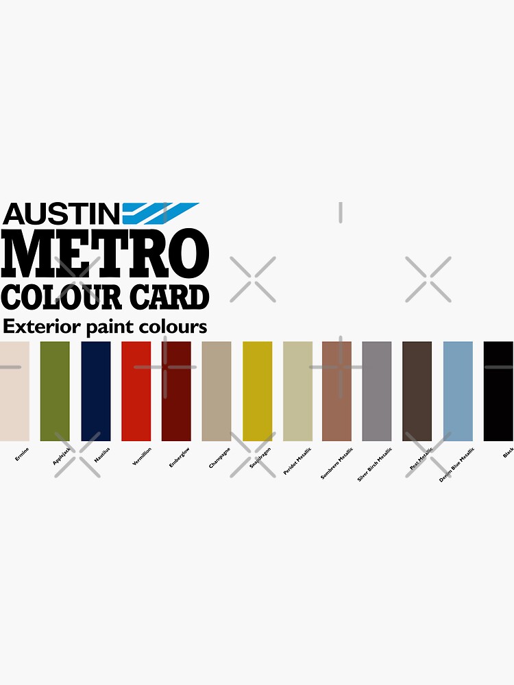 "AUSTIN METRO COLOUR CARD" Sticker for Sale by ThrowbackM2 | Redbubble