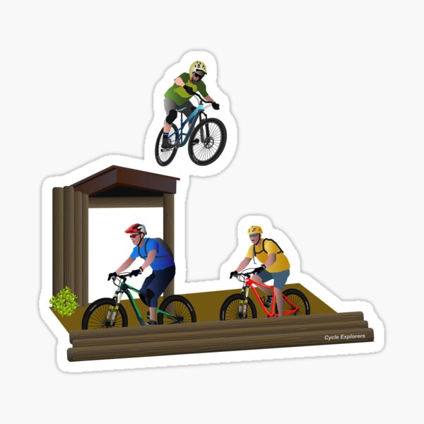 "MTB Jump" Sticker for Sale by cycleexplorers | Redbubble