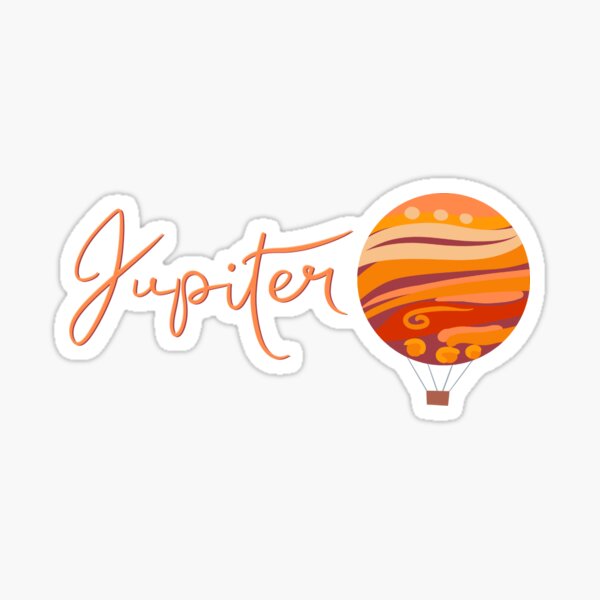 "Jupiter Planet Hot Air Balloon Title Cursive Space" Sticker for Sale ...