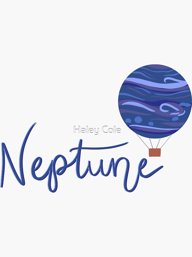 "Neptune Planet Hot Air Balloon Title Cursive Space" Sticker for Sale ...