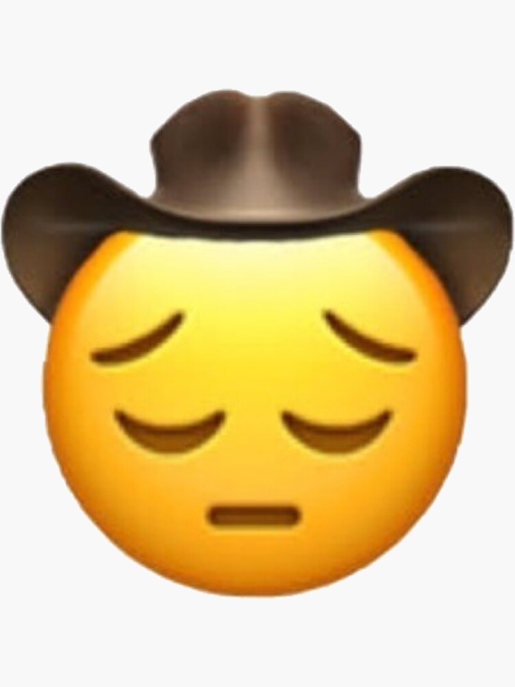 "Sad Cowboy Emoji" Sticker by Uhhhserena | Redbubble