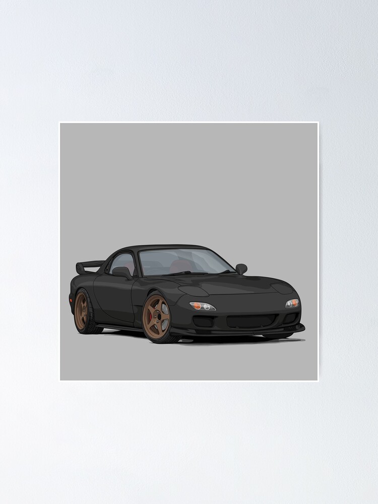 "RX-7 Fd3s Illustration black" Poster by ArtyMotive | Redbubble
