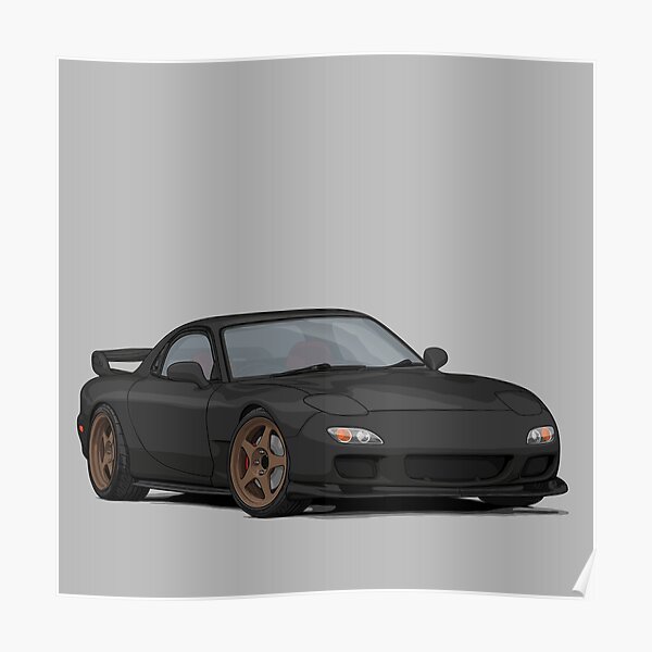 "RX-7 Fd3s Illustration black" Poster by ArtyMotive | Redbubble