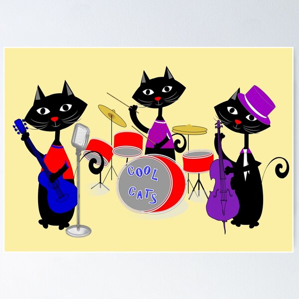 "Cool For Cats Music Themed" Poster for Sale by Artification | Redbubble