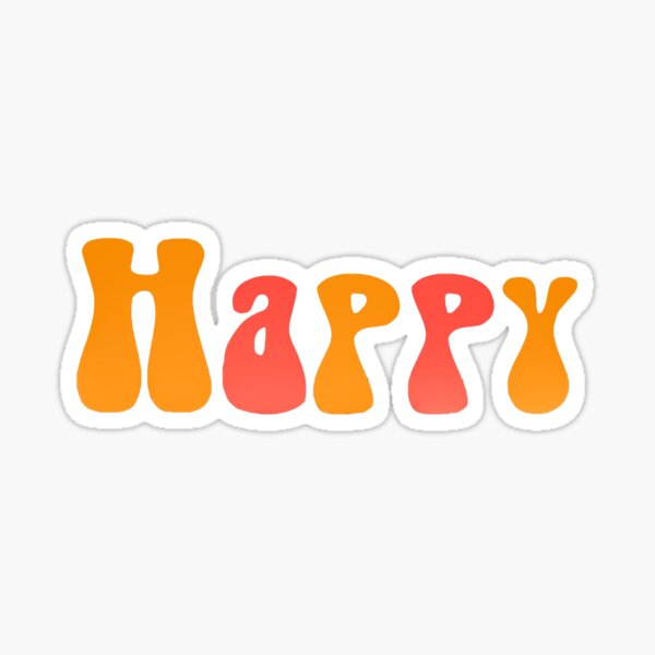 "Pink and Gold Happy Bubble Letters" Sticker by travelbug6 | Redbubble