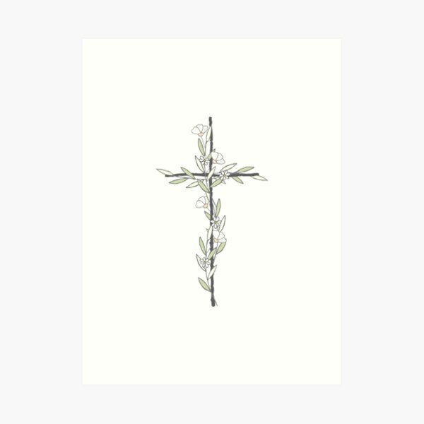 "Cross With Little Flowers" Art Print for Sale by walk-by-faith | Redbubble