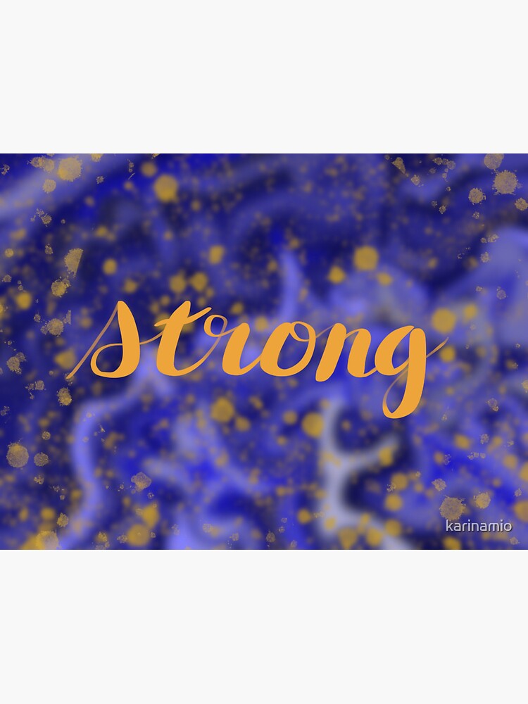 "Script word "strong" with blue background" Sticker for Sale by ...