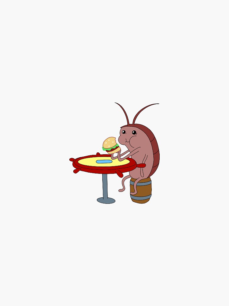 "Spongebob Cockroach Eating a Krabby Patty" Sticker for Sale by ...