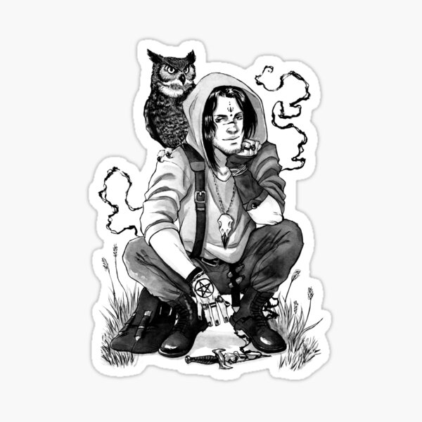 "Owl Warlock Ink Drawing" Sticker by daftmue | Redbubble