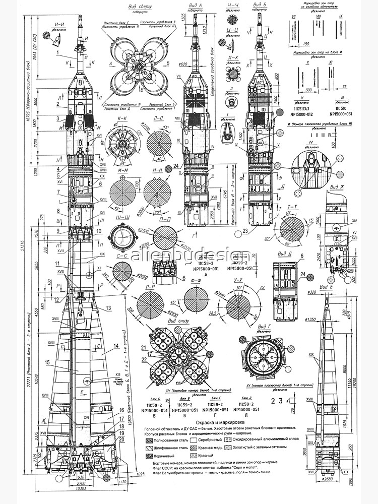 "Soyuz Spacecraft blueprints" Art Print for Sale by alienbydesign ...
