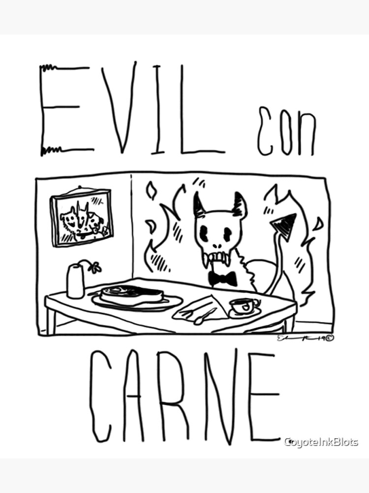 "Evil Con Carne" Sticker by CoyoteInkBlots | Redbubble